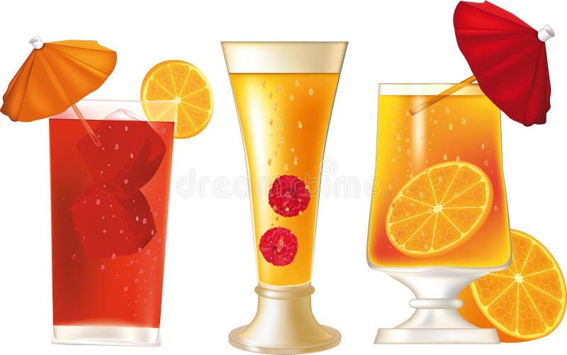 Tropical Alcoholic Cocktails Stock Vector - Illustration of orange ...