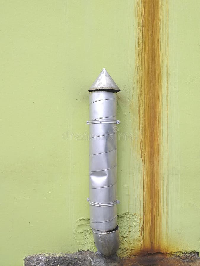 Rusty Facade with Old and Damaged Exhaust Vent, Ventilation Pipe. Tropical Architecture and ...