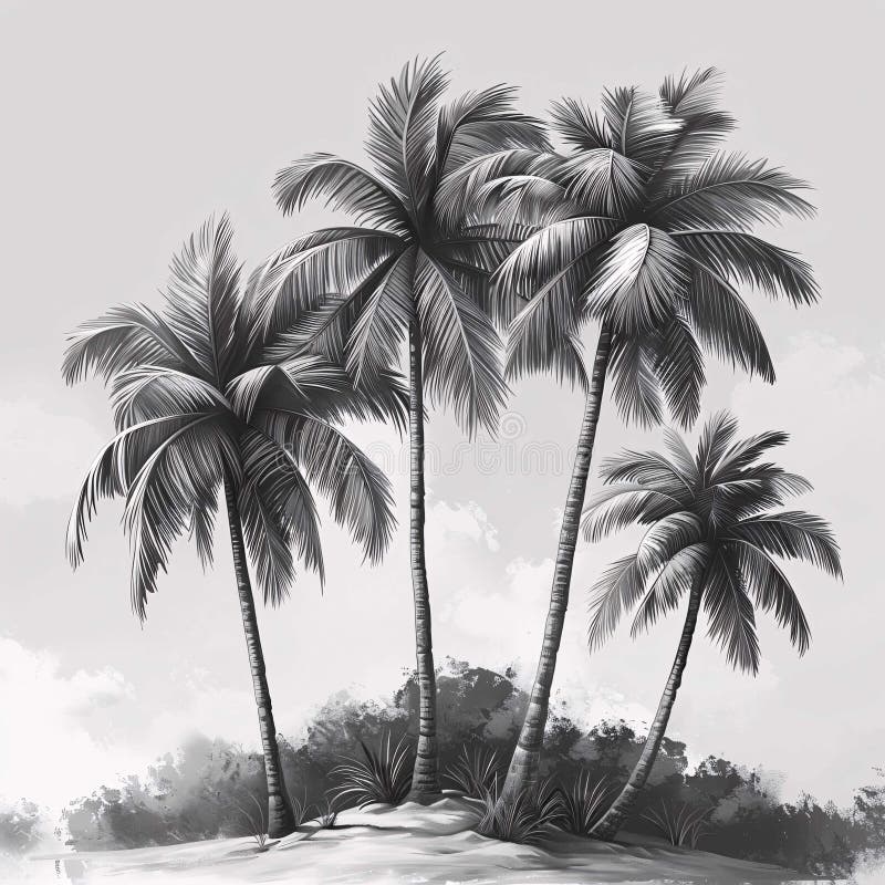 Tropical Backdrop with Contour Palm Trees. Stock Illustration ...