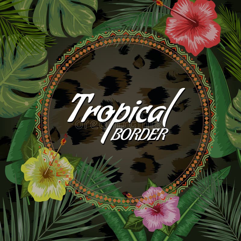 Tropical Backdrop with Frame or Border Made of Tropical Flower and ...