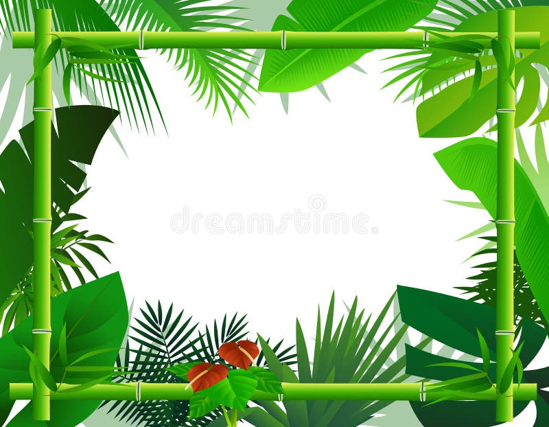 Tropical Background with Bamboo Frame Stock Vector - Illustration of ...