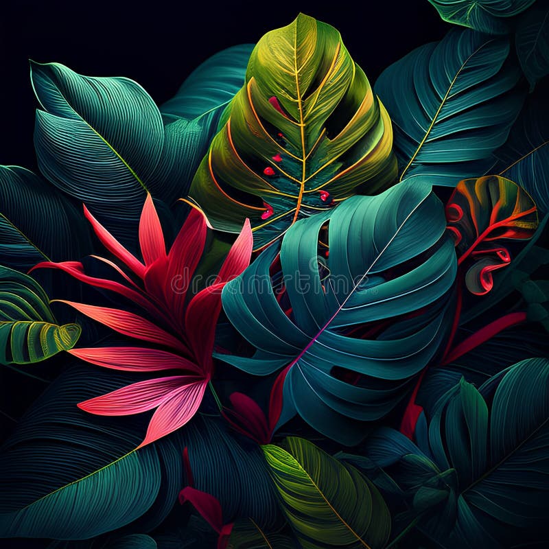 Tropical Background with Monstera Leaves. Exotic Design Stock ...
