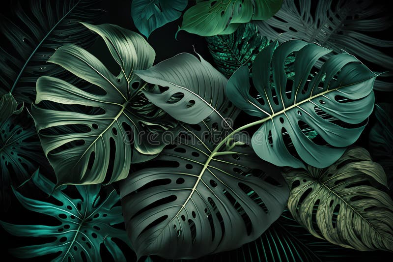 Tropical Background with Monstera Leaves. Exotic Design Stock ...