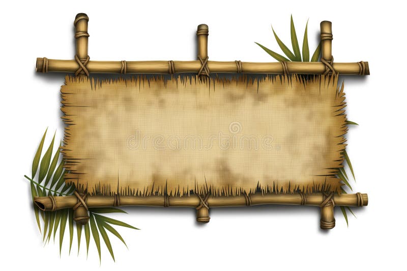 Tropical Bamboo Frame with Blank Parchment Banner Stock Illustration ...