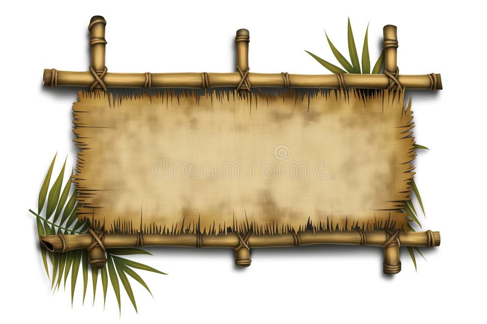 Tropical Bamboo Frame with Blank Parchment Banner Stock Illustration ...