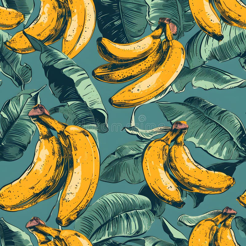 Tropical Banana Haven Seamless Pattern Stock Illustration ...