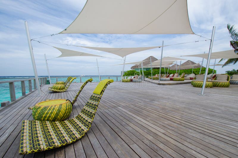 Tropical bar at Maldives stock image. Image of clouds - 62285661