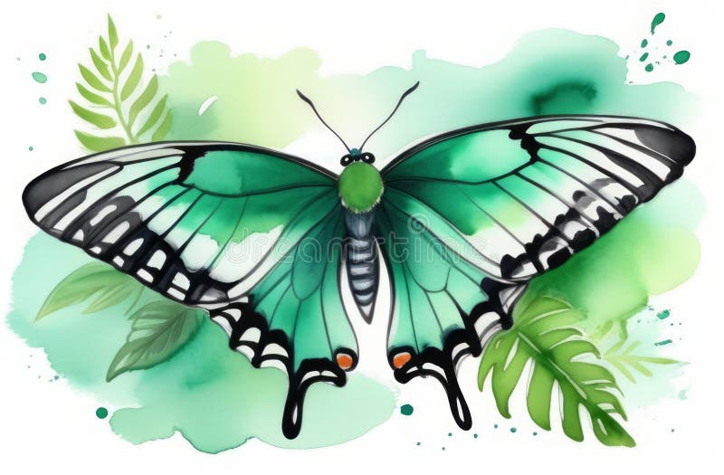 Tropical Batterfly Emerald Green Swallow Tail Butterfly Stock Photo ...