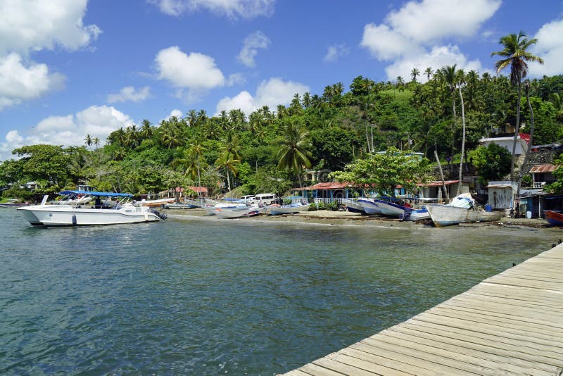 Tropical Bay on Samana Peninsula Stock Photo - Image of village, ocean ...