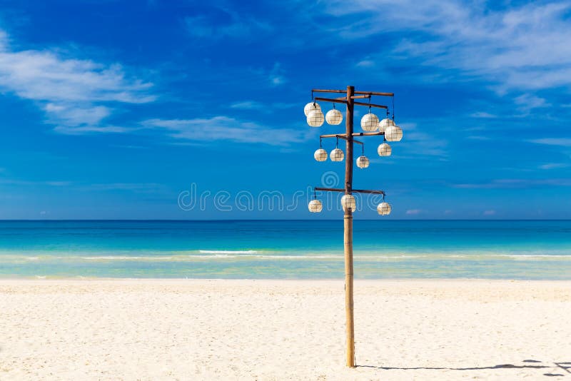 Tropical Beach and Beautiful Sea. Blue Sky with Clouds in the Ba Stock ...