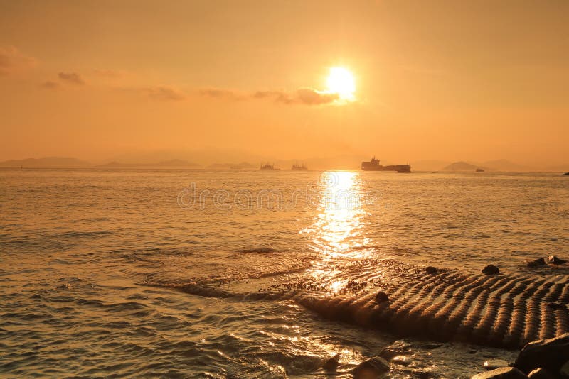 Tropical Beach at Beautiful Sunset at Waterfall Bay Stock Image - Image ...