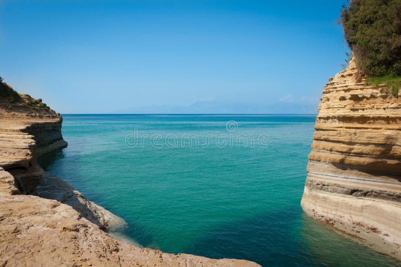 Tropical Beach with Beautiful Turquoise Water and Cliffs Stock Image ...
