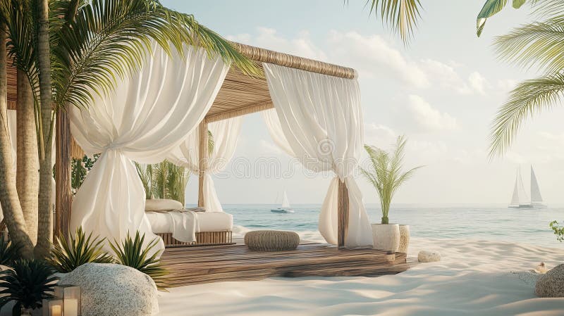 Tropical Beach Cabana Clean White Curtains Flowing Breeze Digital Stock Photos - Free & Royalty ...