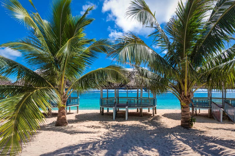Tropical Beach on the Coast of Samoa Stock Photo - Image of polynesia ...