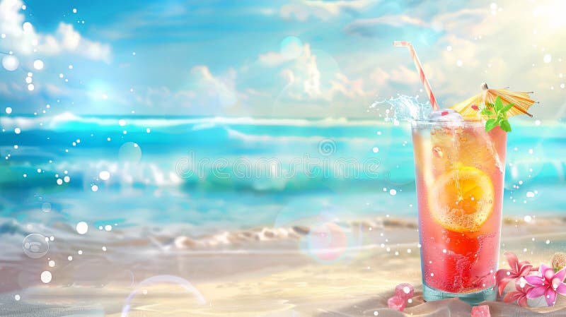 Tropical Beach Cocktail with Refreshing Summer Vibes Stock Image ...