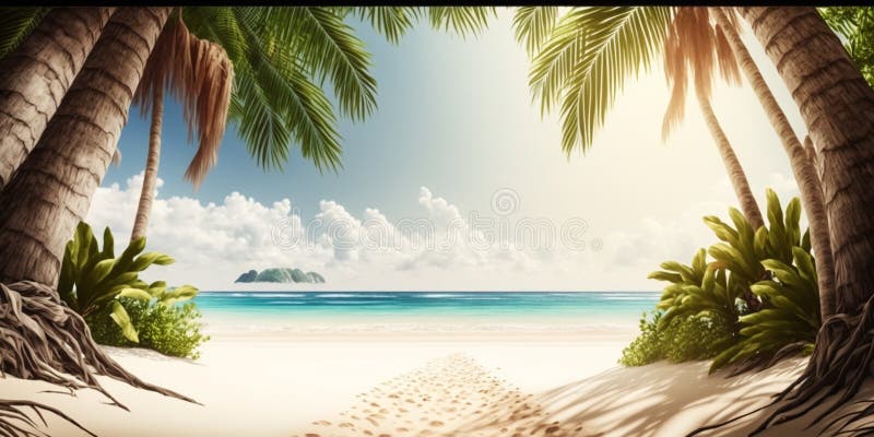 Tropical Beach. Created with Generative Ai Technology Stock ...