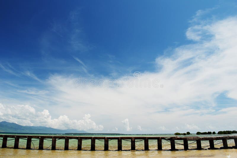 Tropical Beach Dock stock photo. Image of path, cloud - 15190060