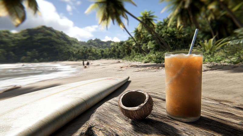 Tropical Beach Drinks are Present in a Setting that Includes an Urban ...