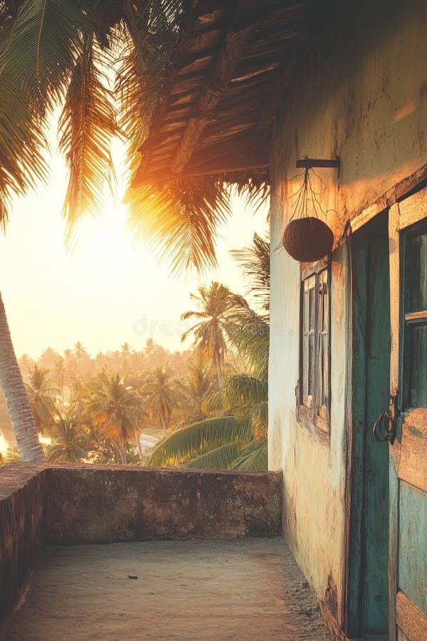 The Tropical Beach Hut Has a Thatched Roof and is Complemented by a ...