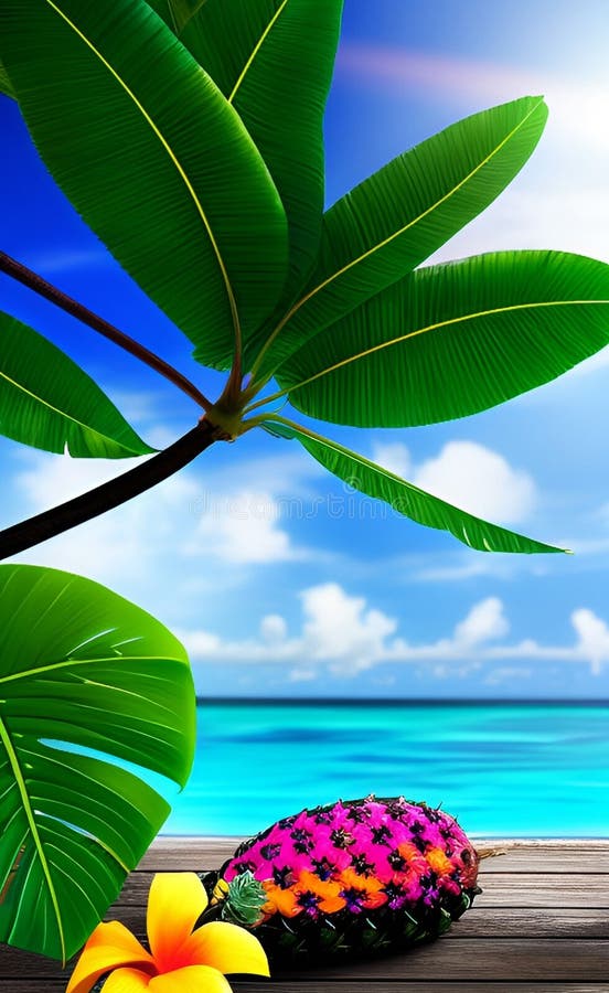 Tropical Beach Illustration Artificial Intelligence Artwork Generated ...