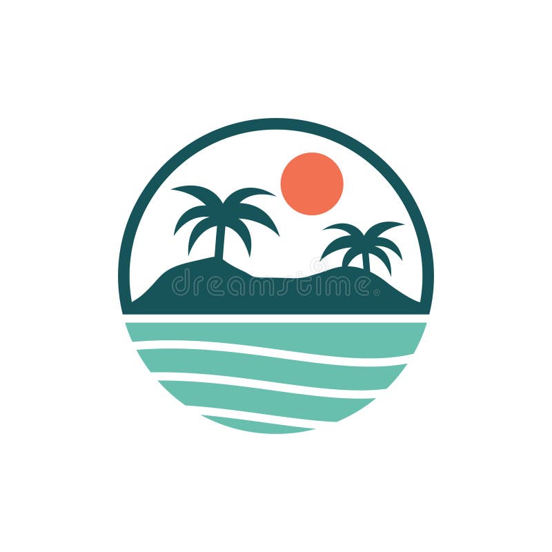 Tropical Beach Island Nature Creative Logo Stock Vector - Illustration ...