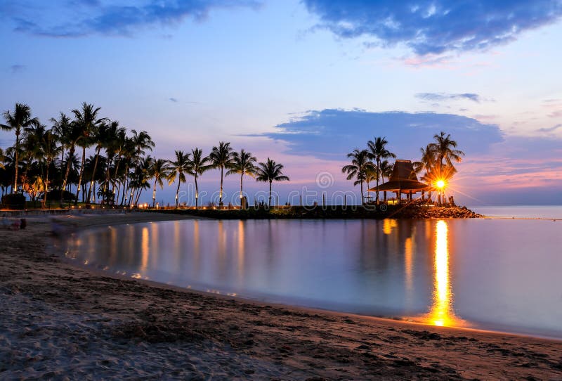 Tropical Beach at Magic Hour. Stock Photo - Image of outdoor, golden ...