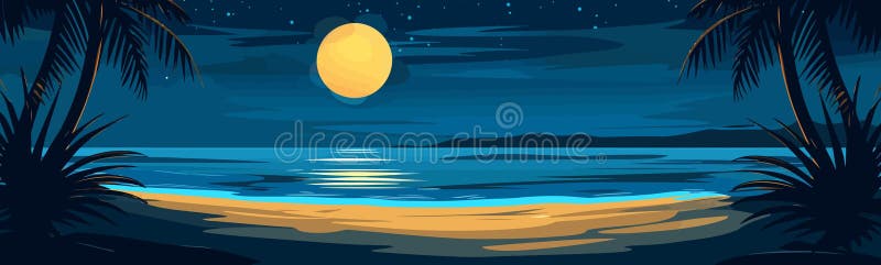 Tropical Beach at Night Isolated Vector Style Stock Vector ...