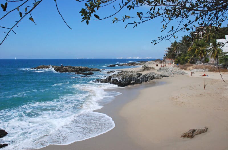 Tropical Beach on the Pacific Ocean Stock Image - Image of surf, scenic ...