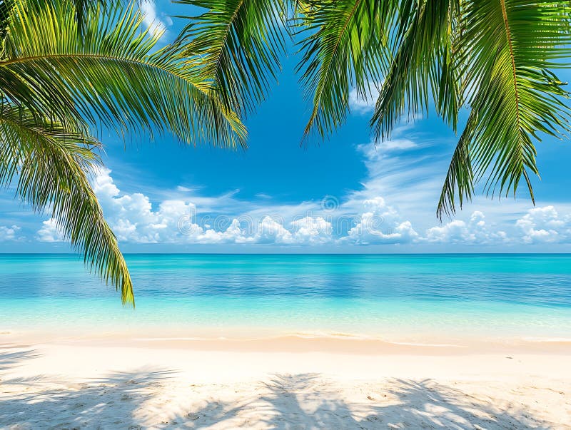 Tropical Beach Palms Sunlight Stock Photo - Image of relaxation ...