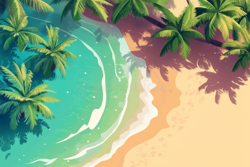 Tropical Beach Paradise Aerial View Stock Illustration - Illustration ...