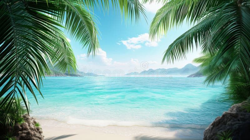Tropical Beach Paradise Realism. a Hyperrealistic Tropical Beach ...