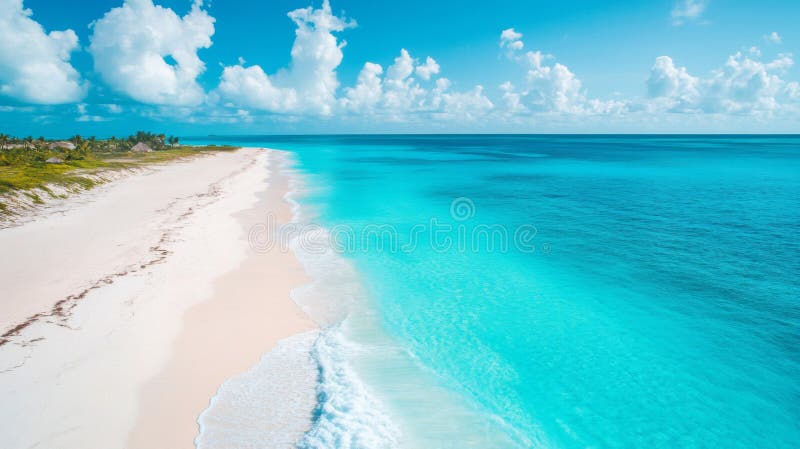 Tropical Beach Paradise White Sand Azure Ocean Stock Illustration ...