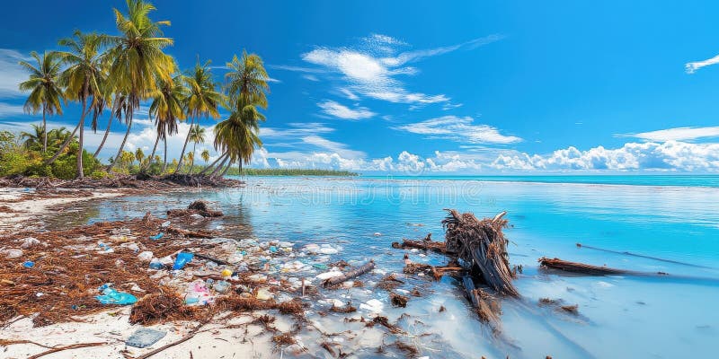 Tropical Beach Pollution Highlighted by Litter and Debris on the ...