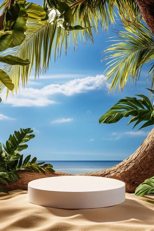 Tropical Beach Product Display Platform Generated Using AI. Stock ...