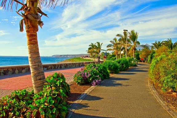 Tropical Beach Promenade stock photo. Image of coastline - 4155568
