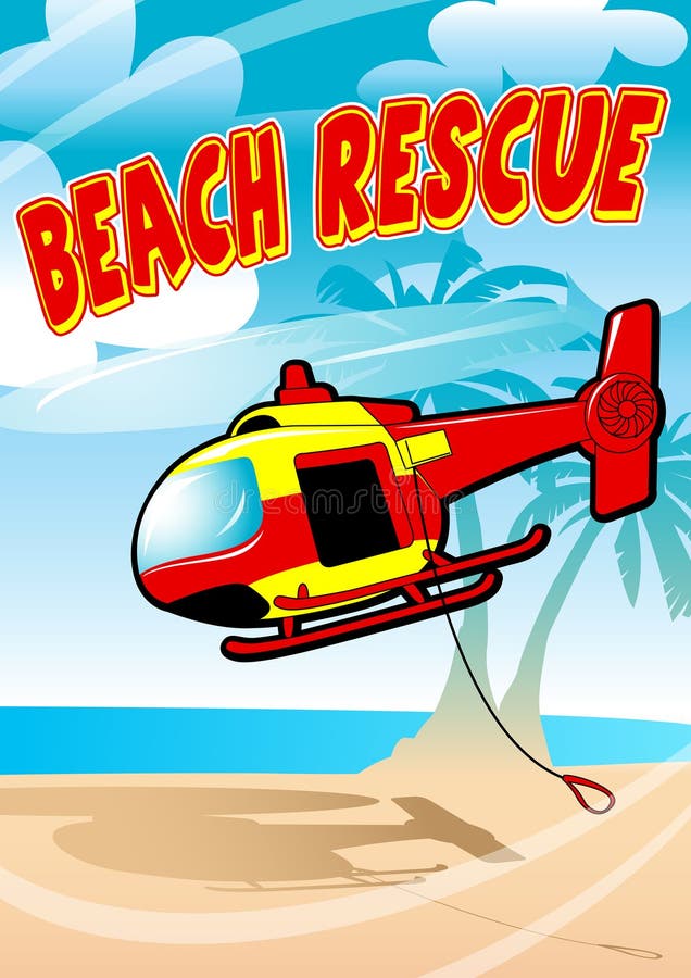 Tropical Beach Rescue Helicopter Stock Vector - Illustration of life ...