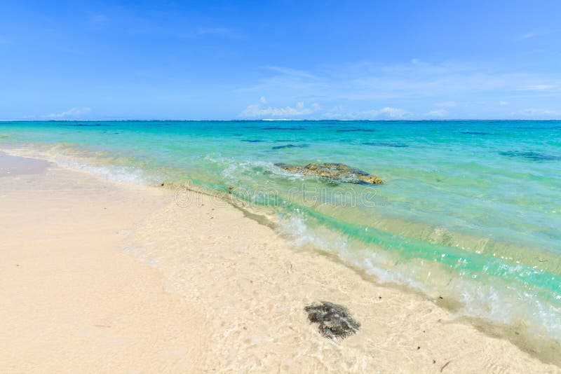 Tropical Beach with Rocks on a Perfect Summers Day. Stock Image - Image ...
