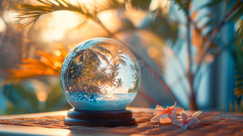Tropical Beach Scene Crystal Ball Sunset Stock Photos - Free & Royalty ...