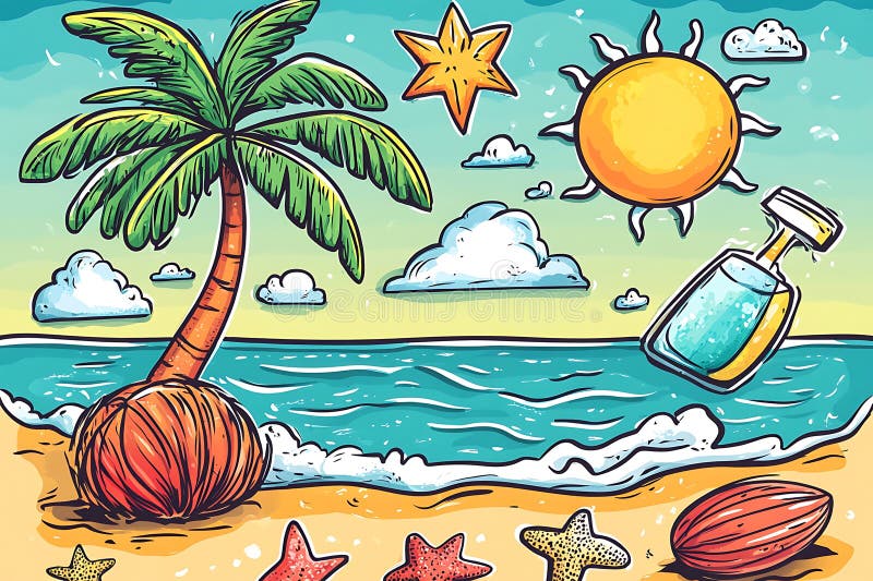 Tropical Beach Scene, Sunscreen, Summer Fun Stock Photo - Image of ...