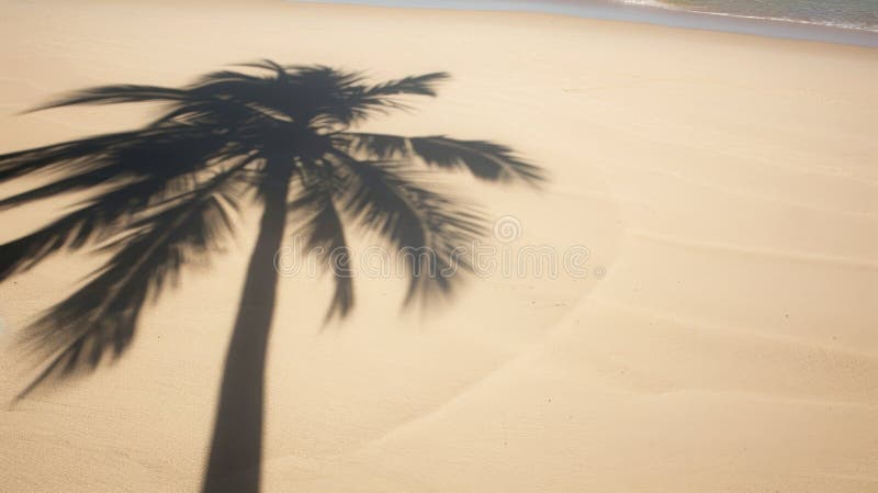 Tropical Beach Serenity: Palm Tree Shadow on Sandy Shore Stock Photo ...