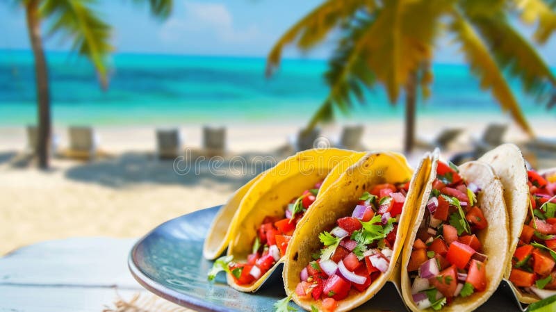 Tropical Beach Taco Feast: Fresh, Vibrant, Summery Delights. Stock ...