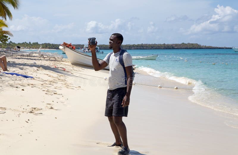 Tropical beach and tourist editorial photography. Image of blue - 24093277