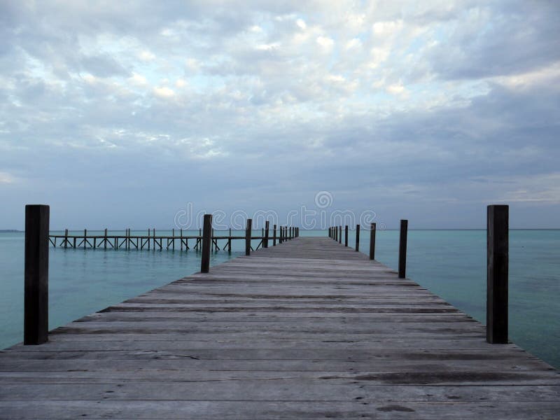 Tropical Beach with Turquoise Waters with Wooden Pier Stock Photo ...