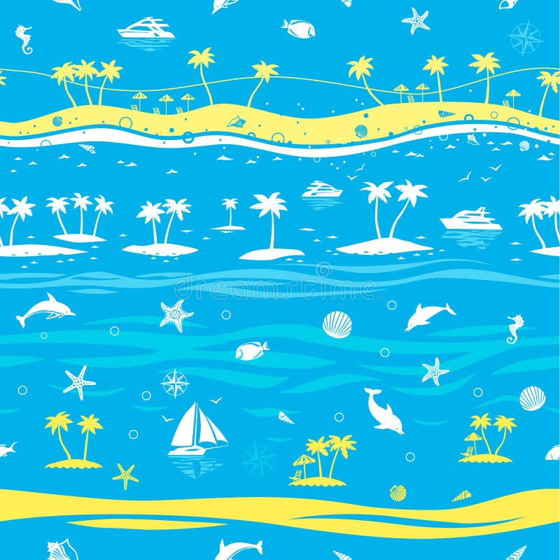 Seamless Beach Vector Pattern Stock Vector - Illustration of seamless ...