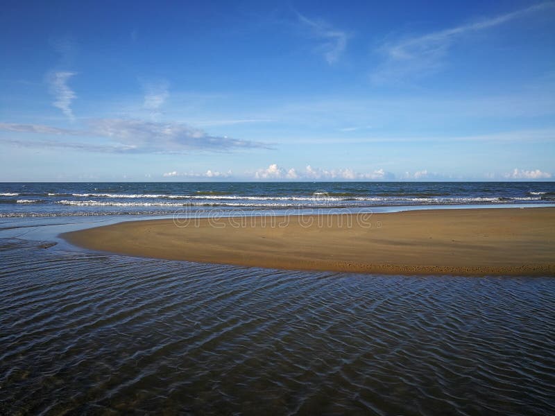 Tropical Beach View. Calm and Relaxing Empty Beach Scene, Blue Sky ...