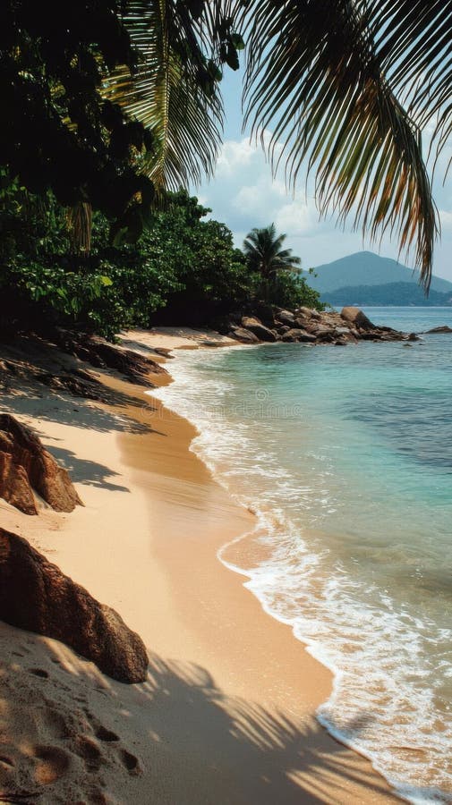 Tropical Beach View from Drone. Potrait Wallpaper Stock Illustration ...