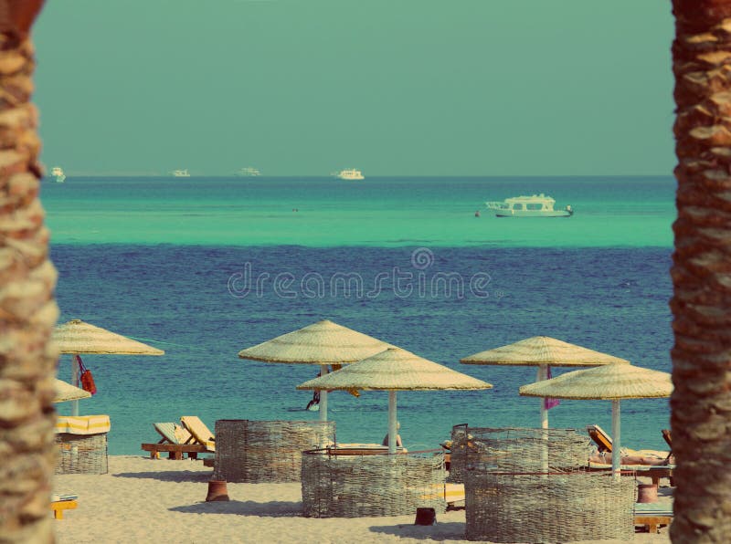 Tropical Beach - Vintage Retro Style Stock Photo - Image of tourism ...