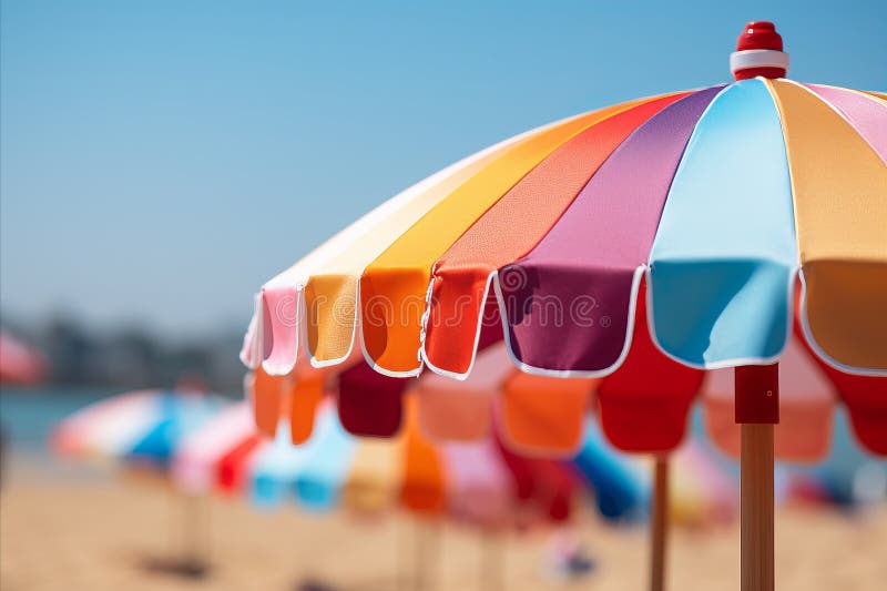 Tropical Beach with Waves, Palm Trees, and Umbrellas, Perfect for ...