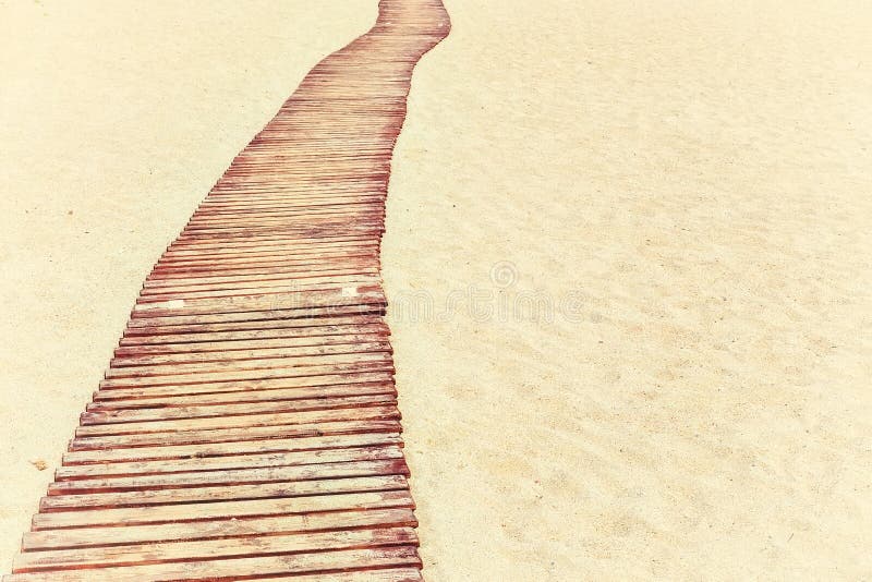Tropical Beach and Wooden Platform on the Sand. Stock Image - Image of ...