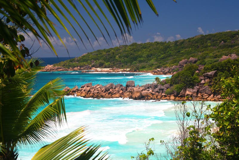 Grand Anse on La Digue Island in Seychelles Stock Photo - Image of ...